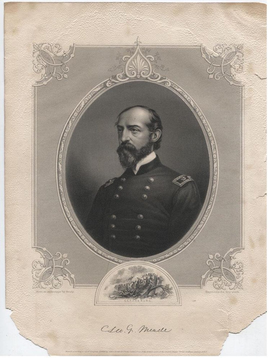 Portrait Union Major General George Meade, Lithograph From Brady ...