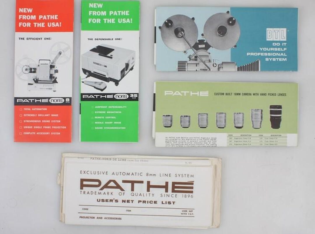 Vintage Pathe Movie Camera Literature & Brochures -- 1965 Pathe Price ...