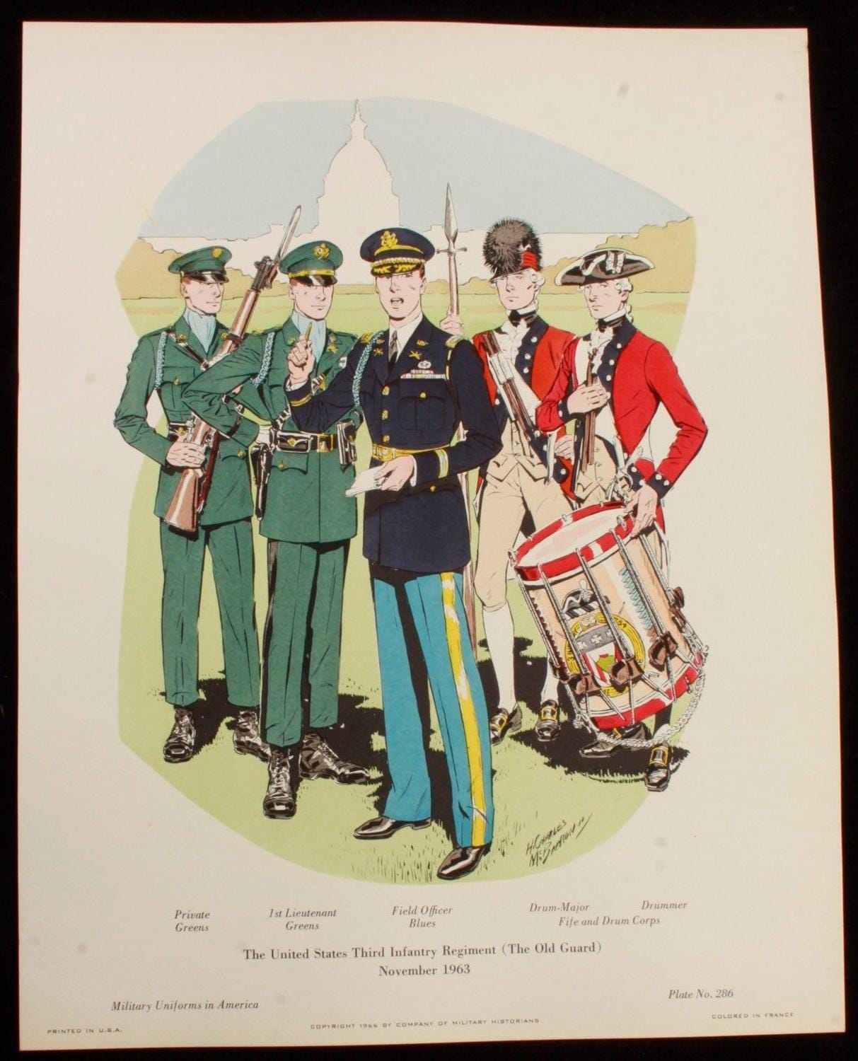 Vintage US Third Infantry Regiment Old Guard Illustration 11x14 - Plate ...