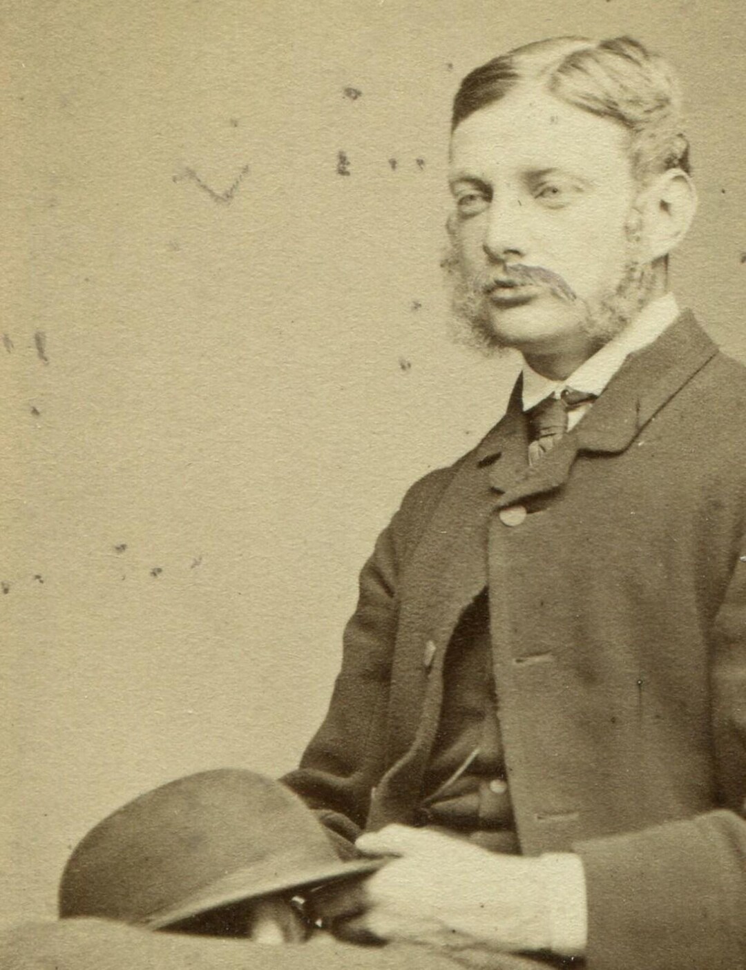 Man W/mutton Chops, Seated Pose Holding Bowler Hat. Cdv. Jersey, U.k ...