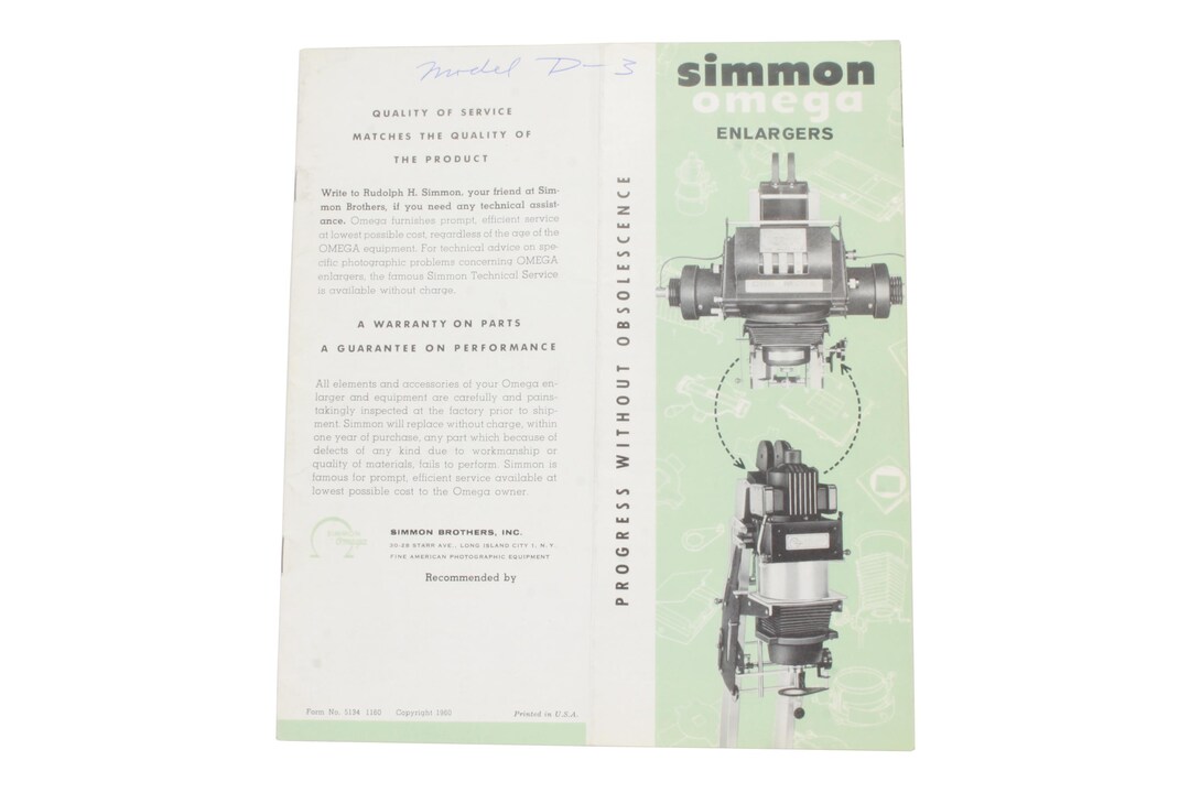 Simmon Omega Enlarger Brochure Guide - Etsy