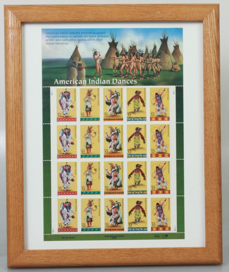 Vintage USPS Commemorative Stamp Art - American Indian Dance, 8x10 ...