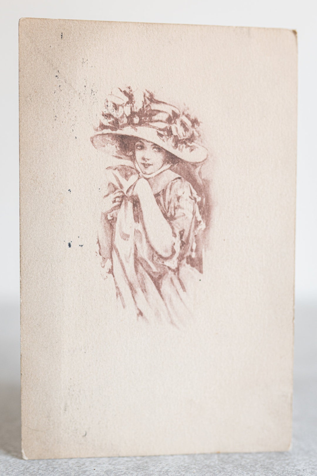 Sepia Art Girls No. 111 Lady in Flower Hat Postcard Posted 1911 - Etsy