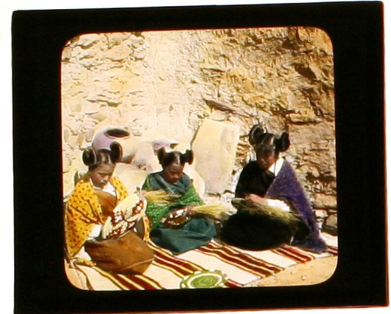 Vintage Native American Photo – Girls Weaving Baskets, Arizona Hand ...