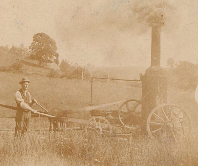 Vintage 1900s Steam-powered Farm Machinery Photo - Original 4x6 Card ...