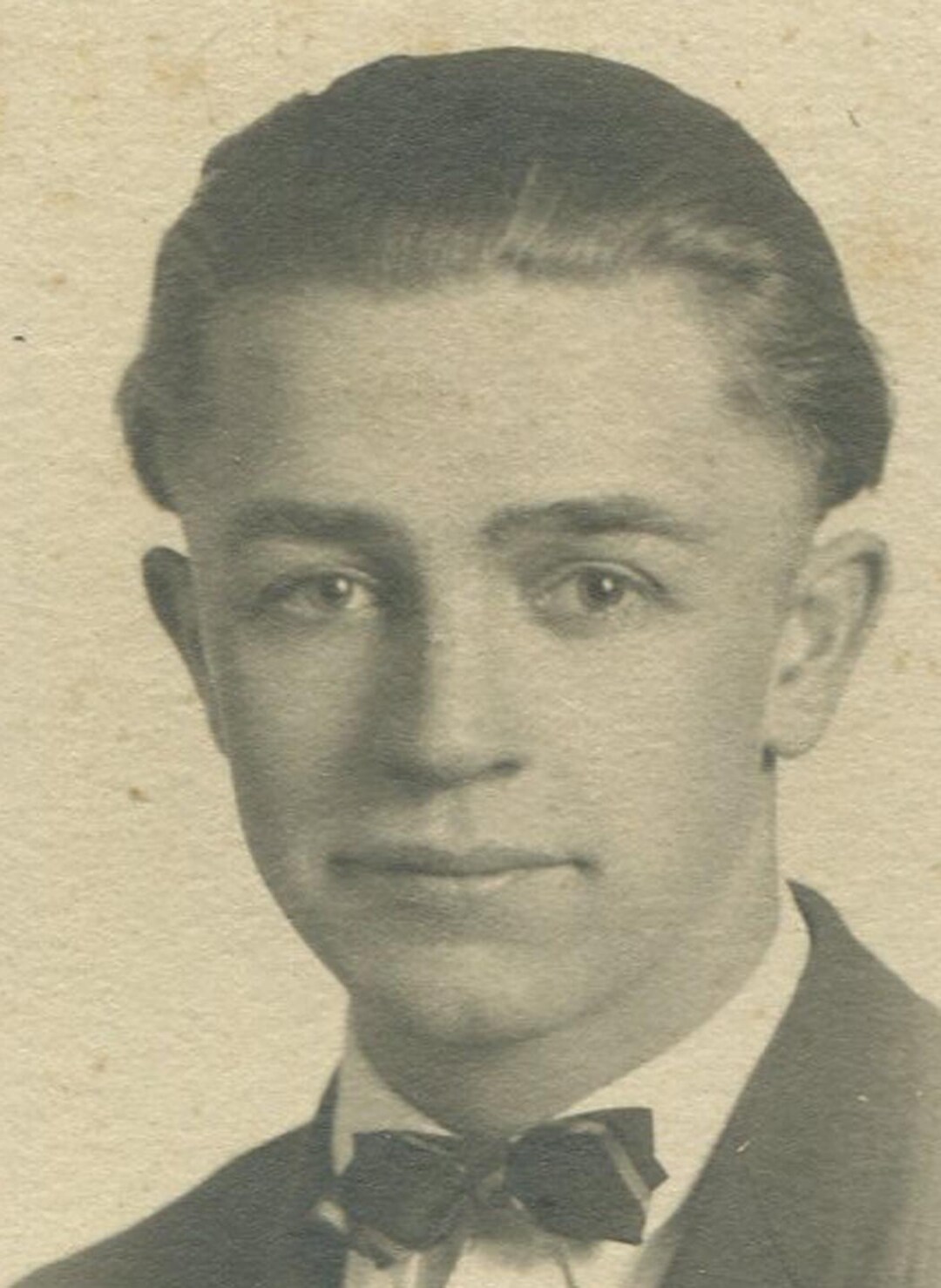 Vintage Bandw Photo Young Man With Bow Tie Cleft Chin In Folder 4