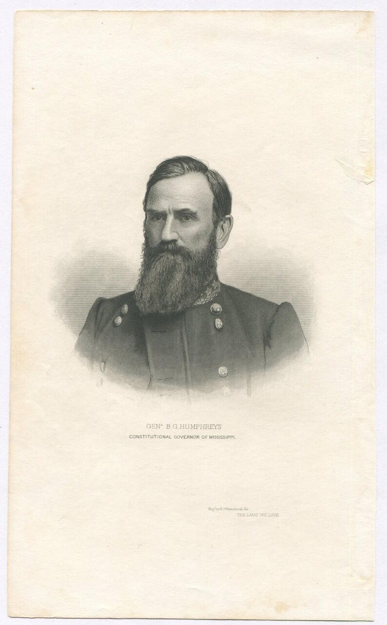 Vintage Gen. B.G. Humphreys USA Lithograph 8.5x5.25in - Authentic ...