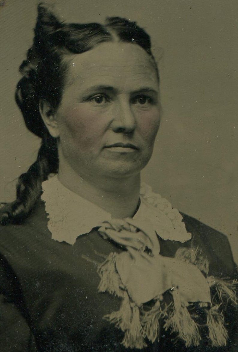 Vintage Tinted Tintype Portrait: Seated Woman With Wayward Curl, 3.5 X ...