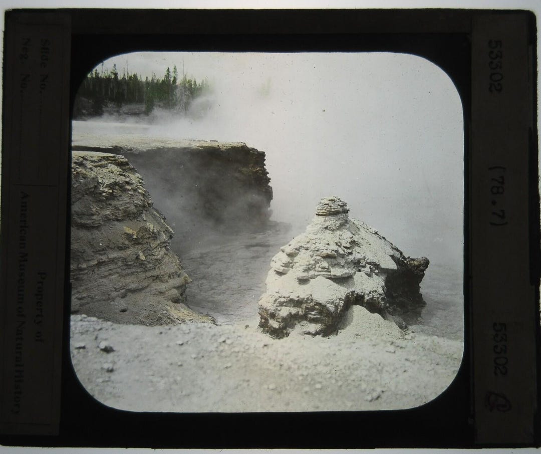 Vintage Hand-colored Lantern Slide: Snowy Lake & Fog Landscape on Glass ...