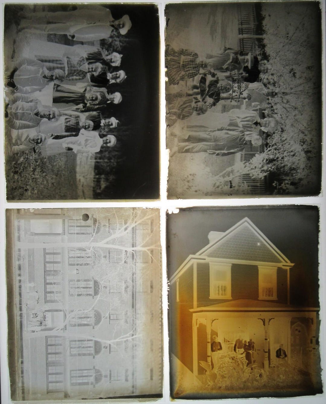 Vintage Four 4x5 Glass Plate Negatives, Family Portrait, Architecture ...