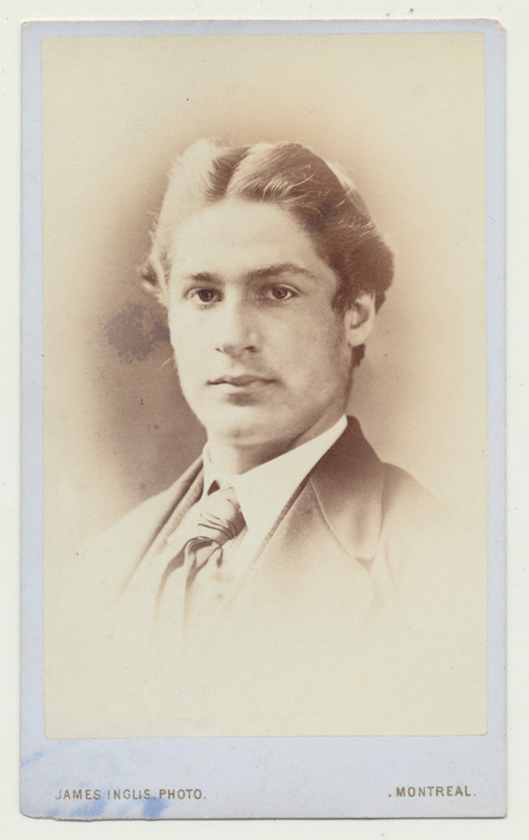 Handsome Canadian Man W/ Middle Parted Hair. CDV. Montreal, Canada. - Etsy