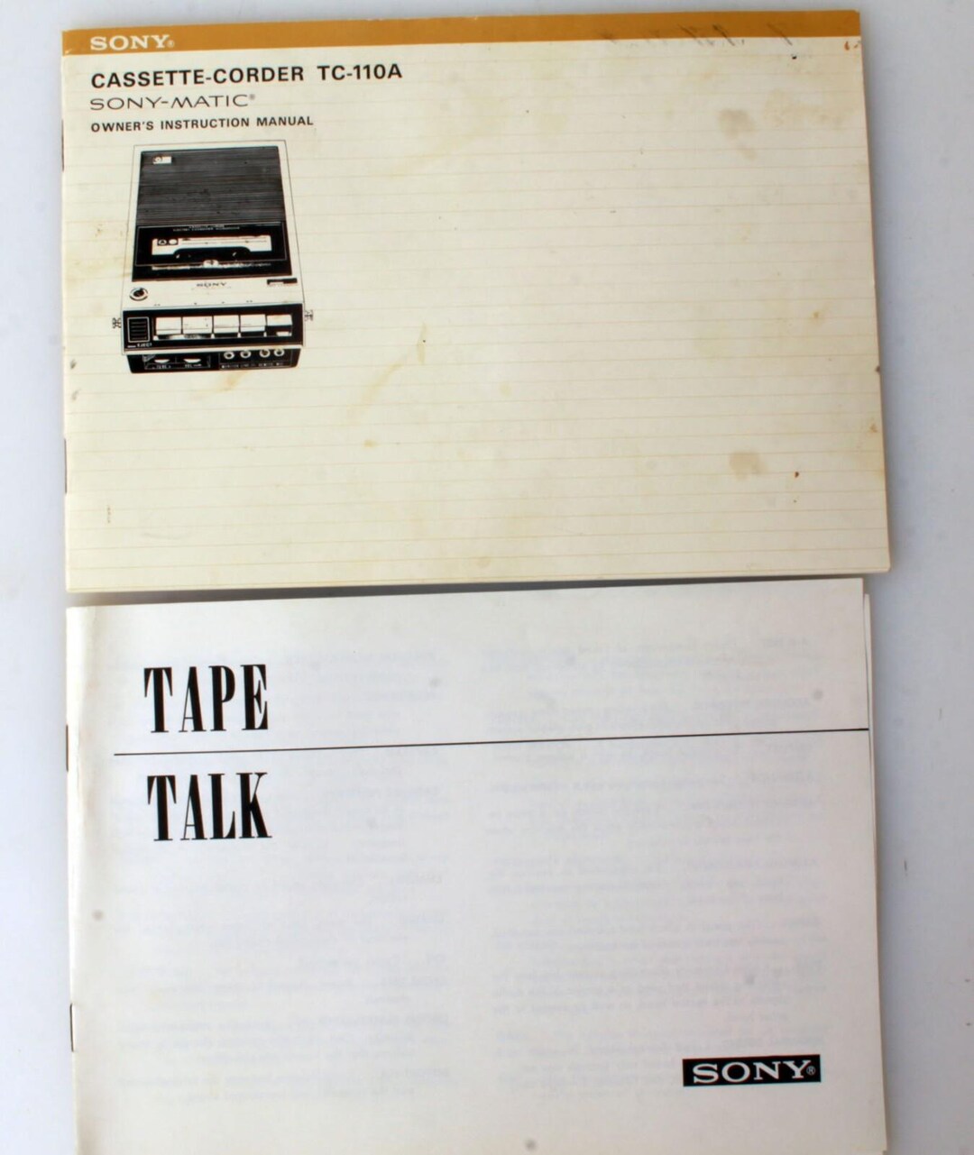 Sony Matic Tc-110a Tape Recorder Manual & Tape Talk Booklet - Etsy