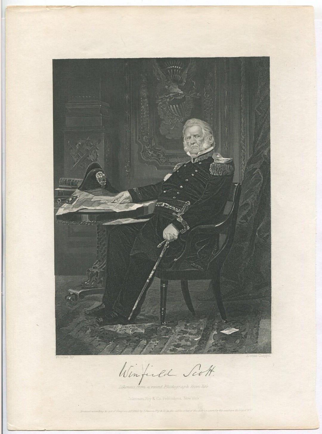 Vintage Gen. Winfield Scott Lithograph 10.75x8 in USA - Original Art ...