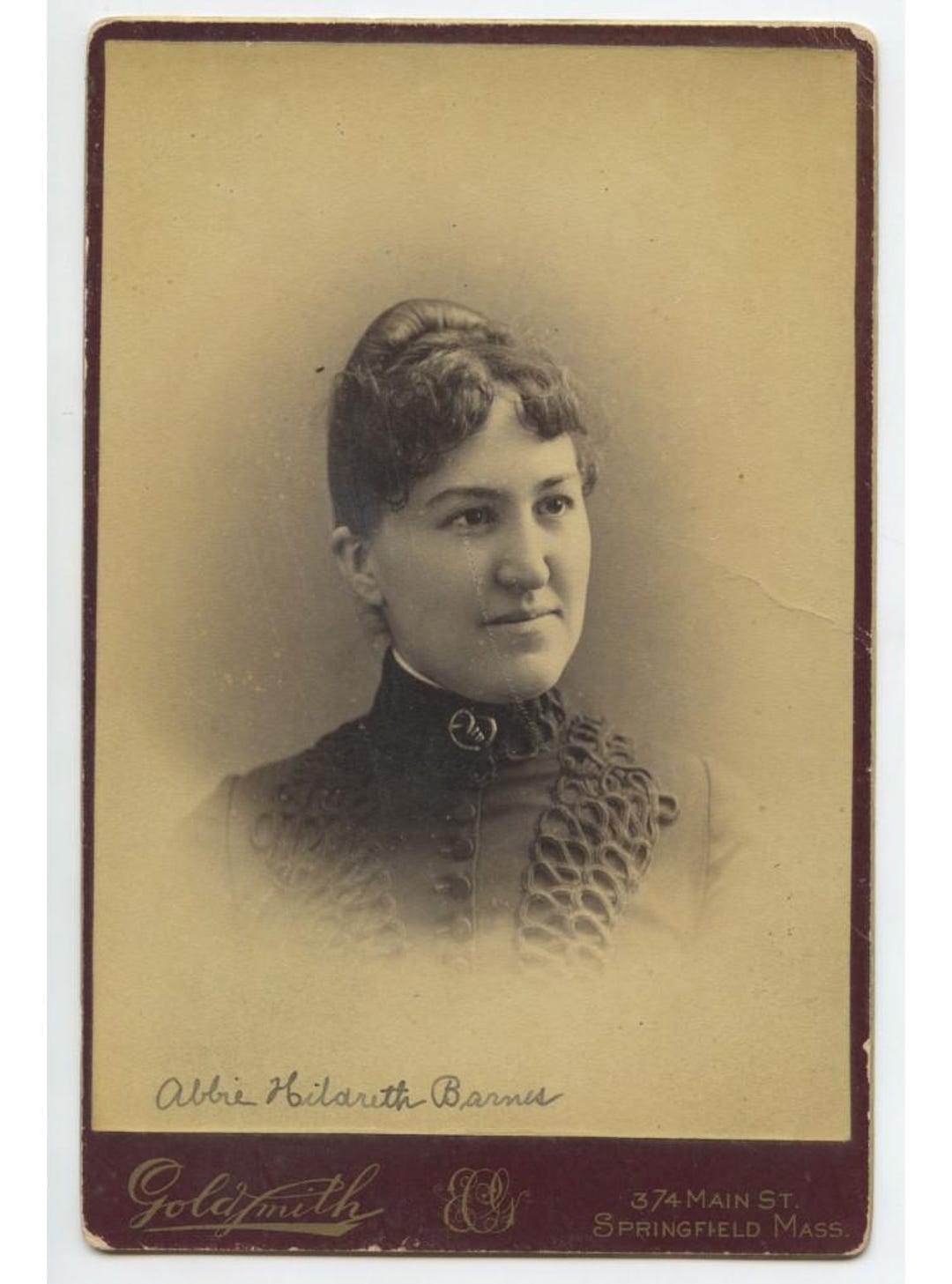Vintage Cabinet Card Portrait Abbie H Barnes, Springfield MA ...
