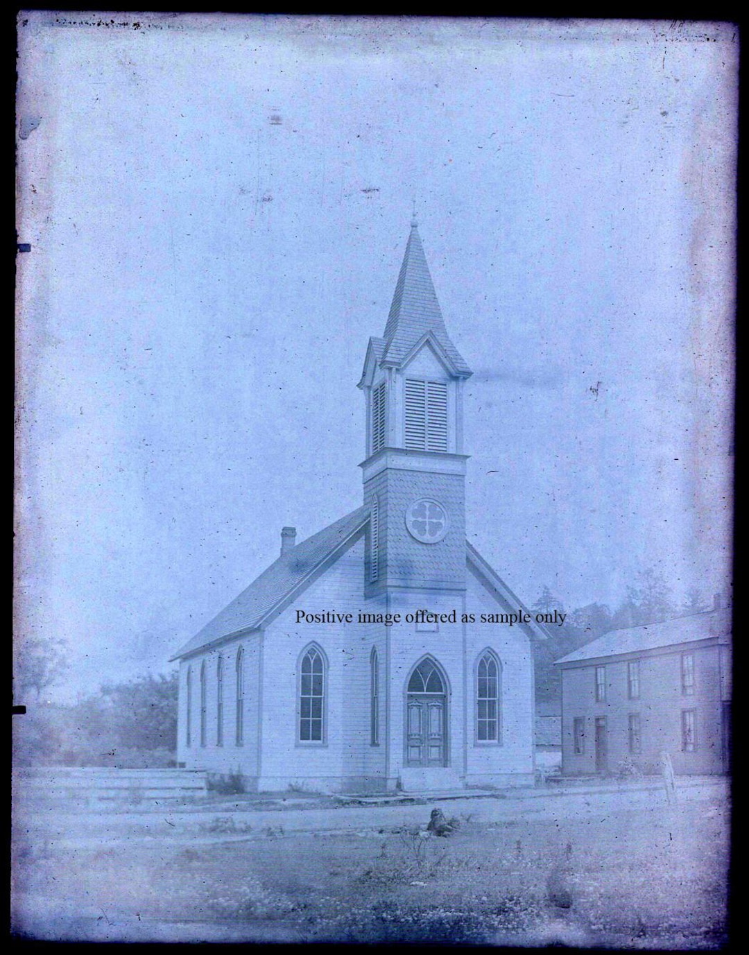 Church, Wood Frame, Bell Tower With Four Leaf Clover. Glass Neg. - Etsy