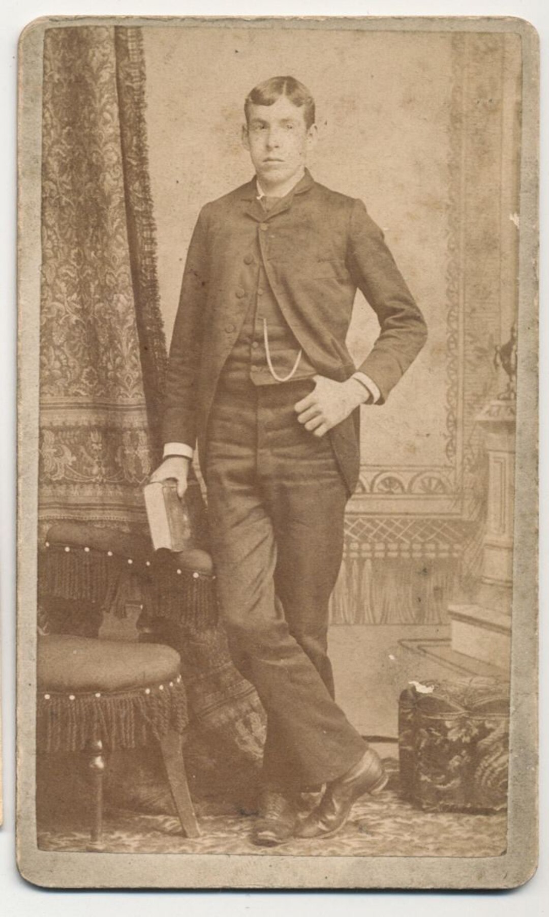 CDV Photo From the 1800s of Pensive Young Man With Hand in Pocket From ...