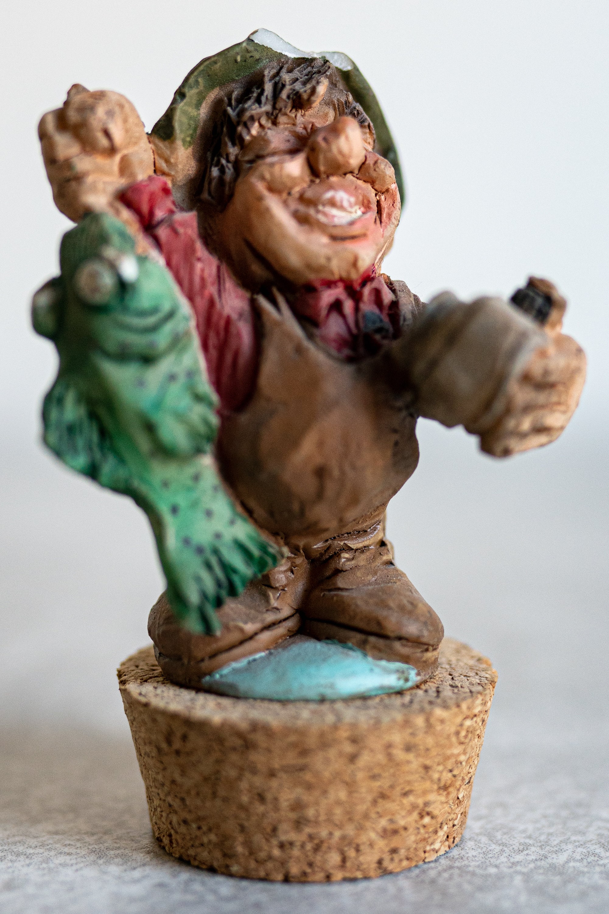 Cork Man W/ Camera and Fish Small Man Figurine on Cork - Etsy Denmark