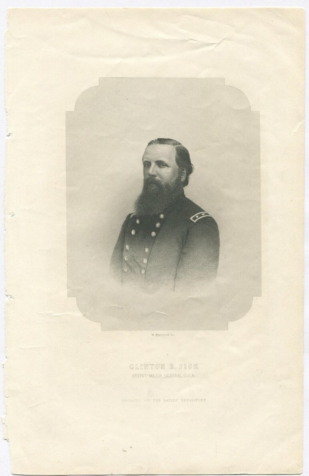 Vintage Major General Clinton Fisk USA Lithograph 10.25x6.5 in ...