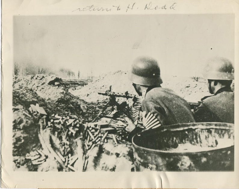 Vintage Wwii Nazi Machine Gunner 8x10 Photo Print, Archival ...