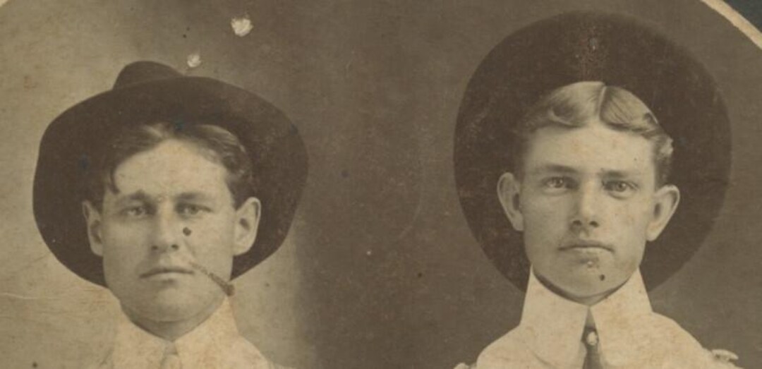 Vintage Cab Photo: Handsome Brothers With Hats, IDED Albert Back - 4x6 ...