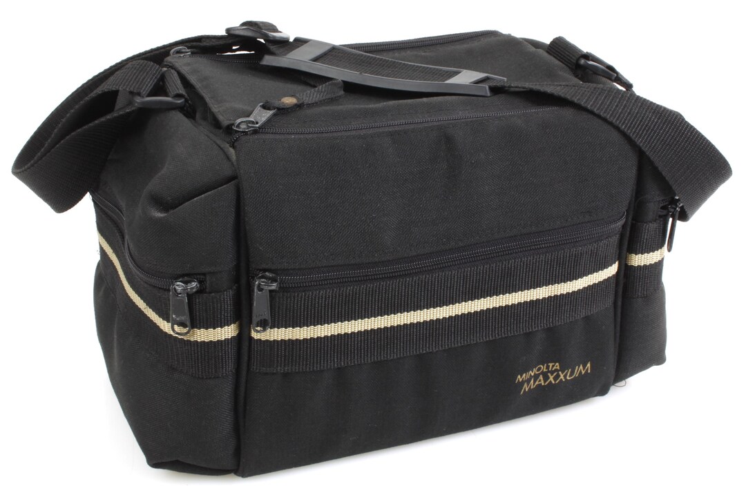 Minolta Maxxum Camera Bag Black W Tan Pinstripe 1980s - Etsy