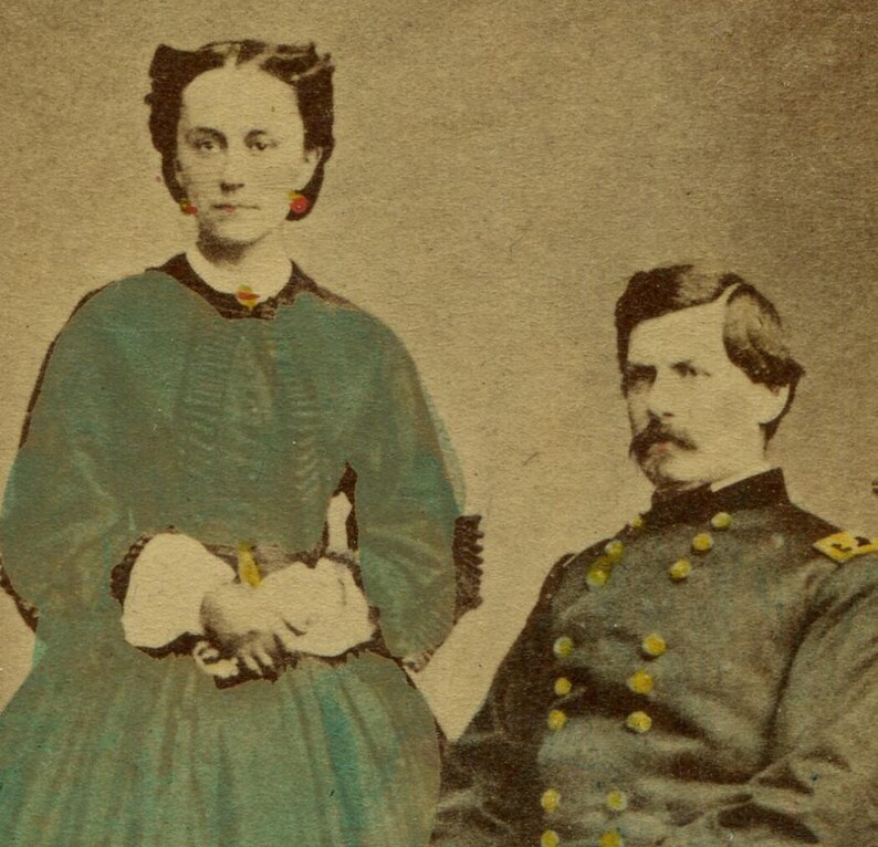 Vintage Civil War General Mcclellan With Wife - Tinted CDV Photo ...