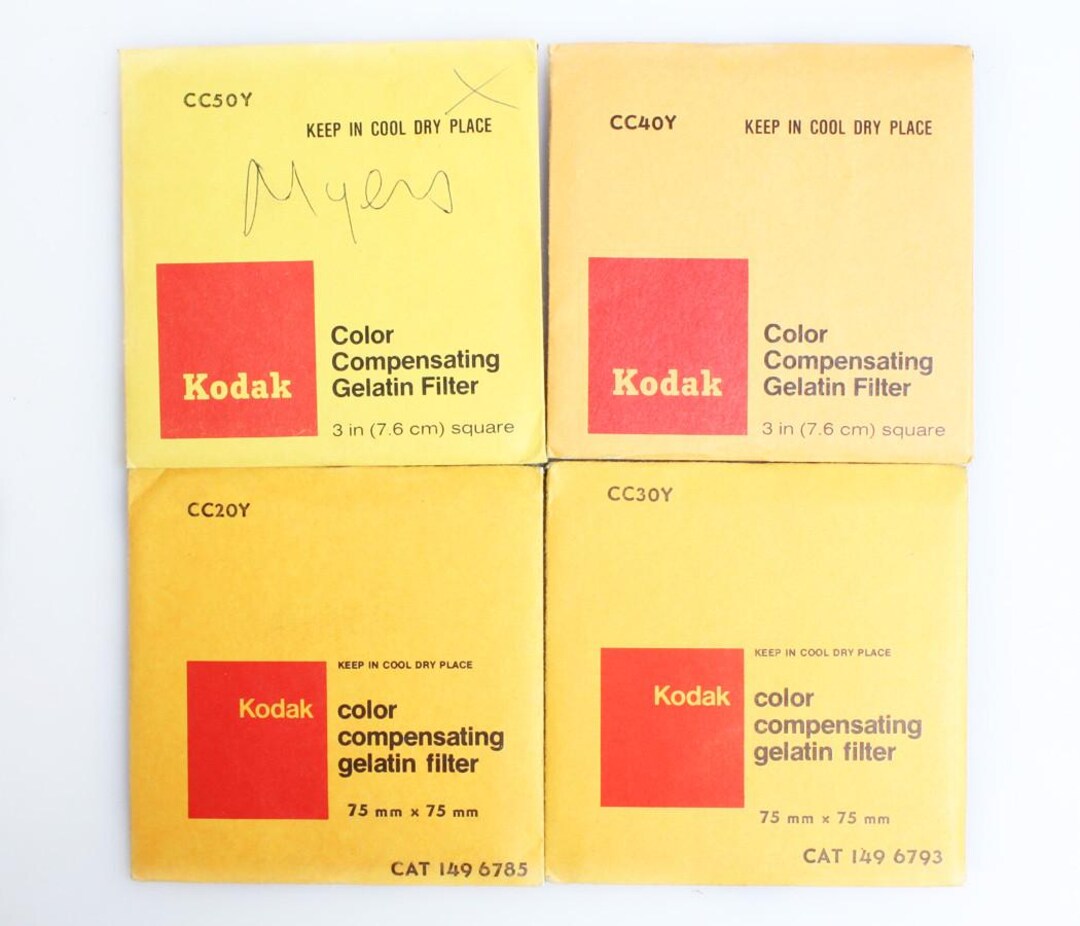 Kodak 3 Inch Wratten Color Gel Filters Set of 4 Cc20y/30y/40y/50y - Etsy