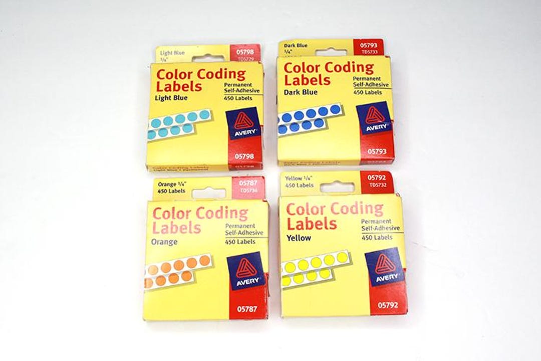 Permanent Self-adhesive Round Color-coding Labels Avery 1/4" Lt & Dk ...