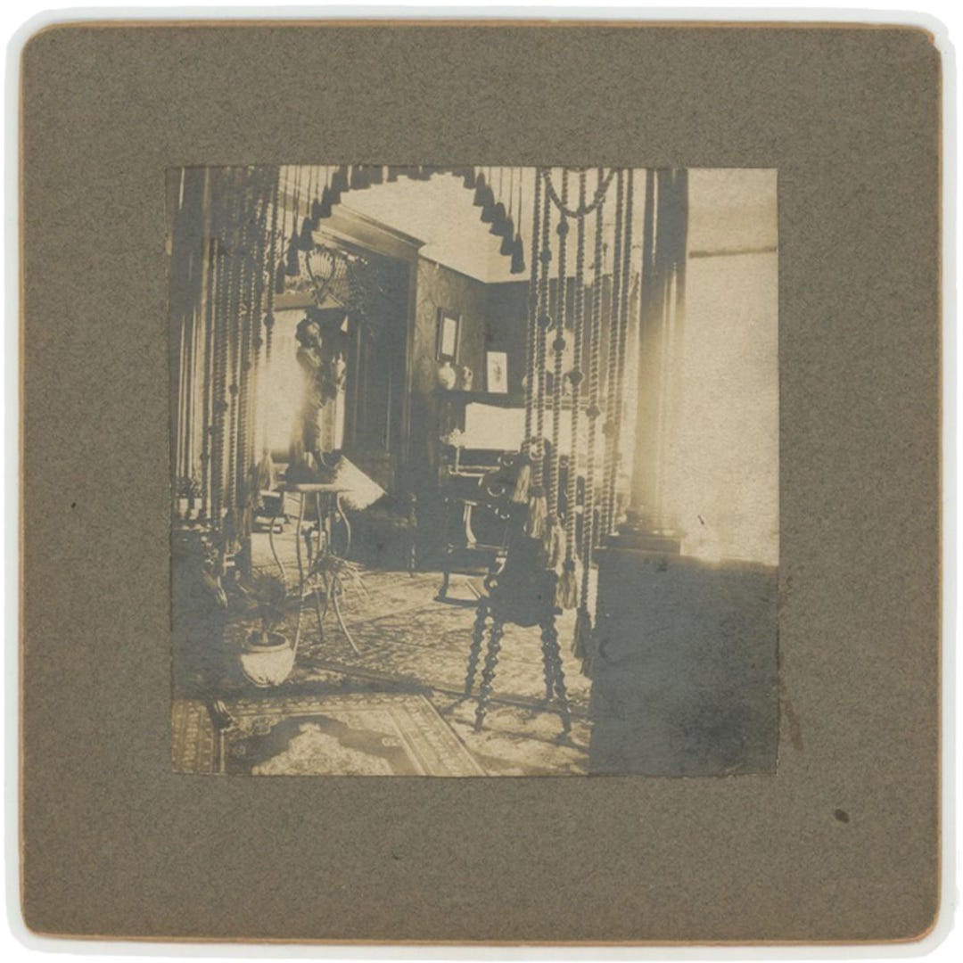 Vintage 1900s Victorian Room Photo - Square-mounted Print With Statue ...