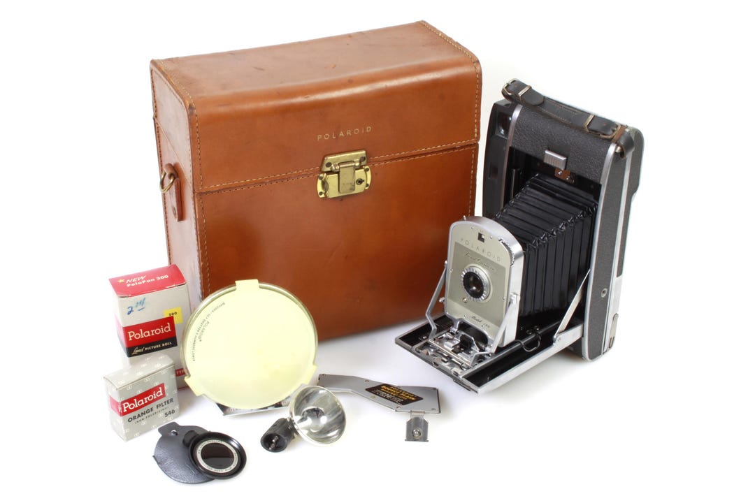 Polaroid 150 Camera Outfit W/ Case/flash(2)/bracket/filter/box of Film ...
