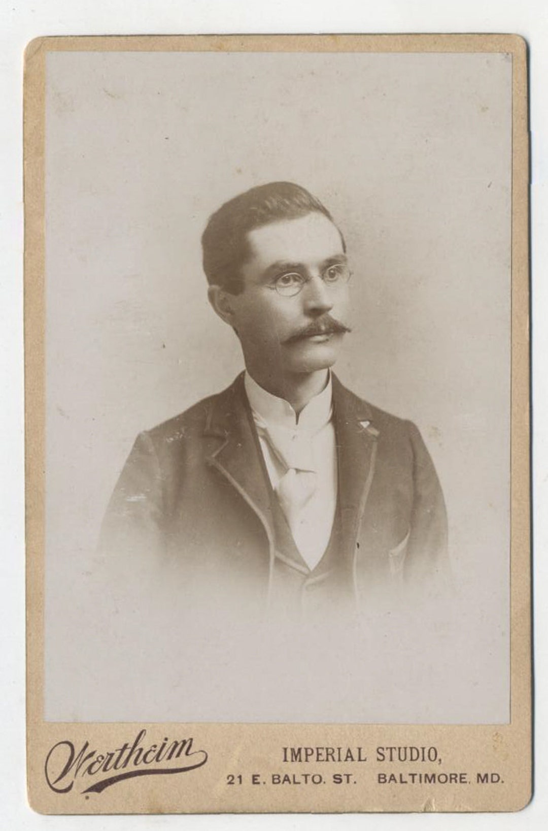 Vintage Cabinet Card: Man With Glasses and Mustache, Baltimore - Etsy