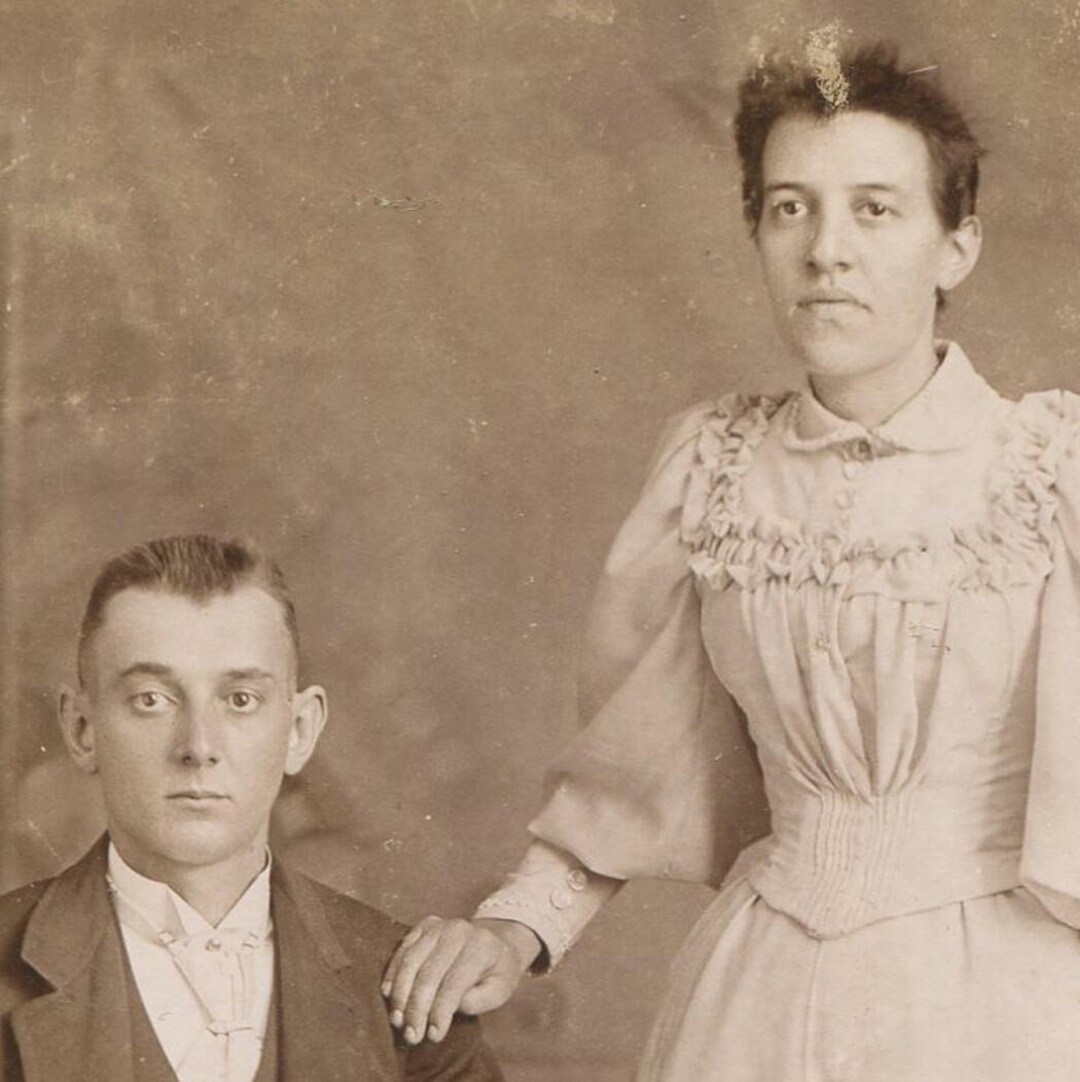Vintage Cabinet Card Startled Couple, Affectionate Pose From Somerset ...
