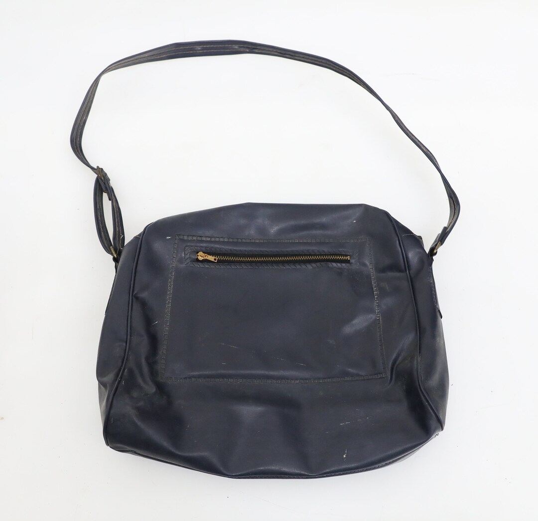Vintage 1960s Navy Blue Vinyl Camera Bag - Etsy