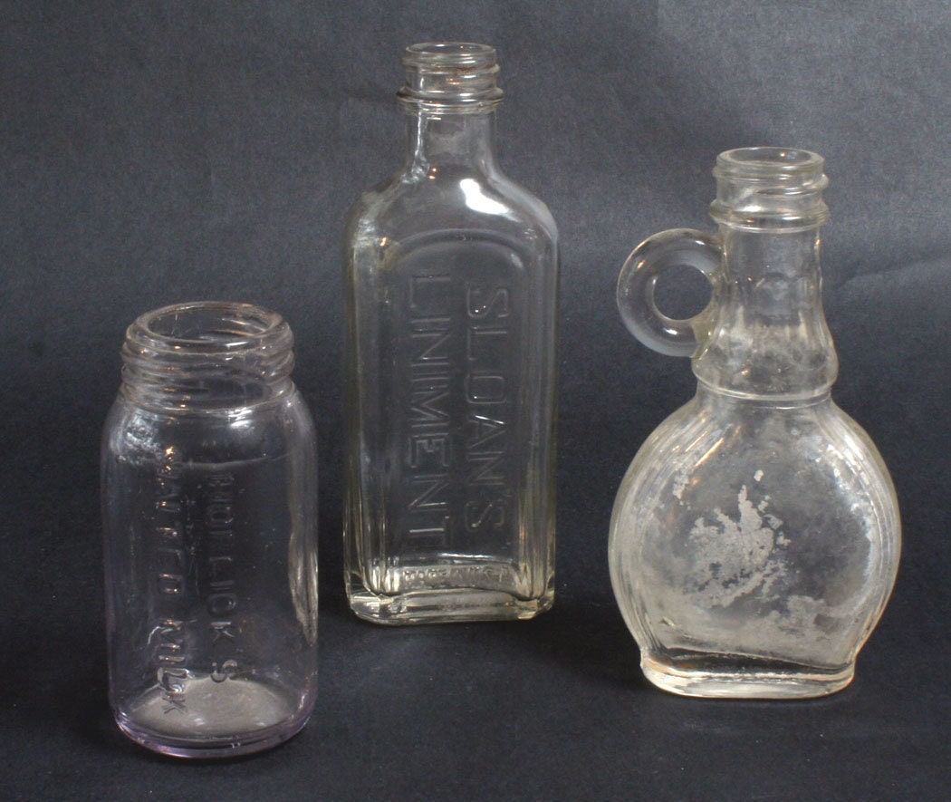 Vintage Medicine Bottles Set Of 3//Glass Bottle//Clear | Etsy