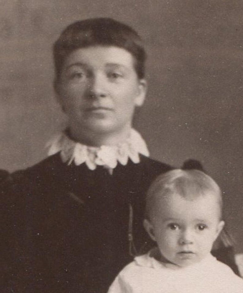 Vintage Mother and Child in Classic Stoic Pose Cabinet Card, Akron OH ...
