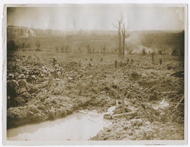 Vintage World War I 8x10 Photo Print - Exploding Shells, British ...