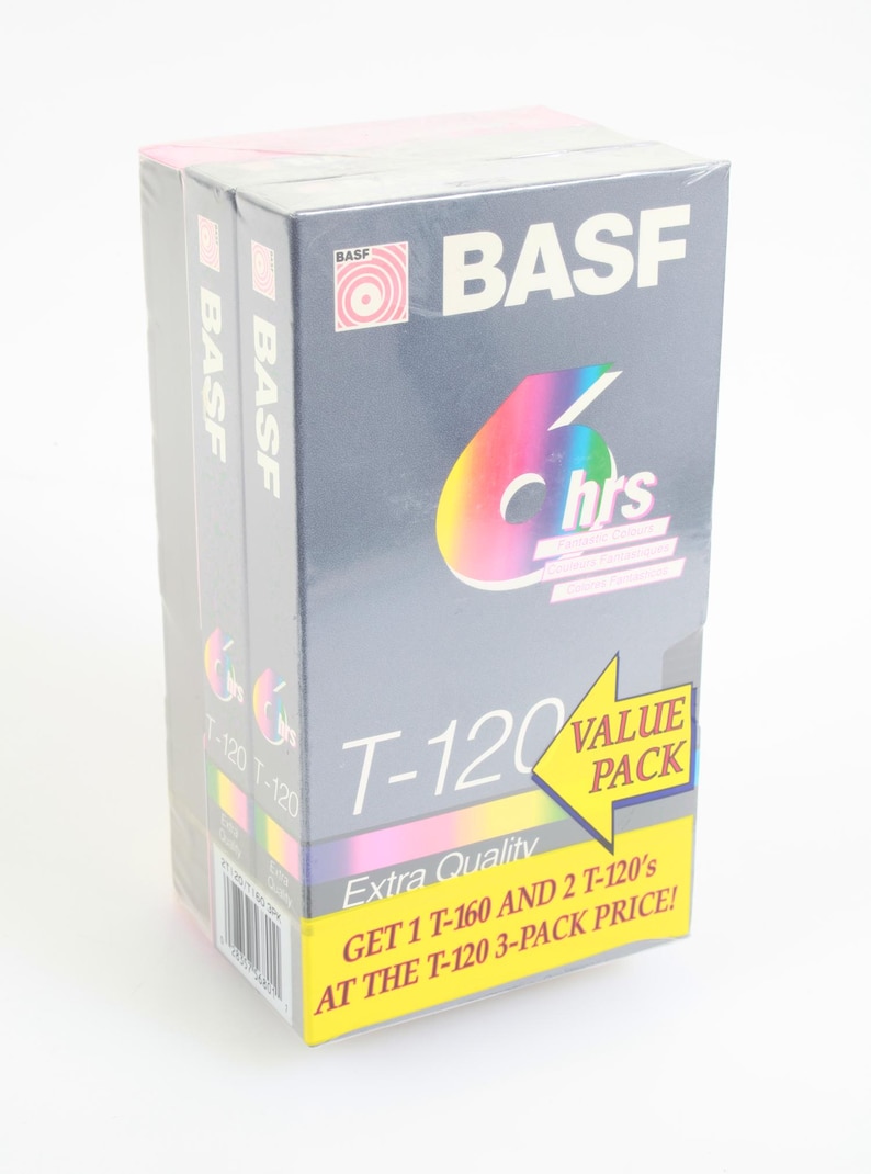 Vintage Sealed 3 Pack BASF VHS Tapes T120 T160 6/8 Hours - Etsy