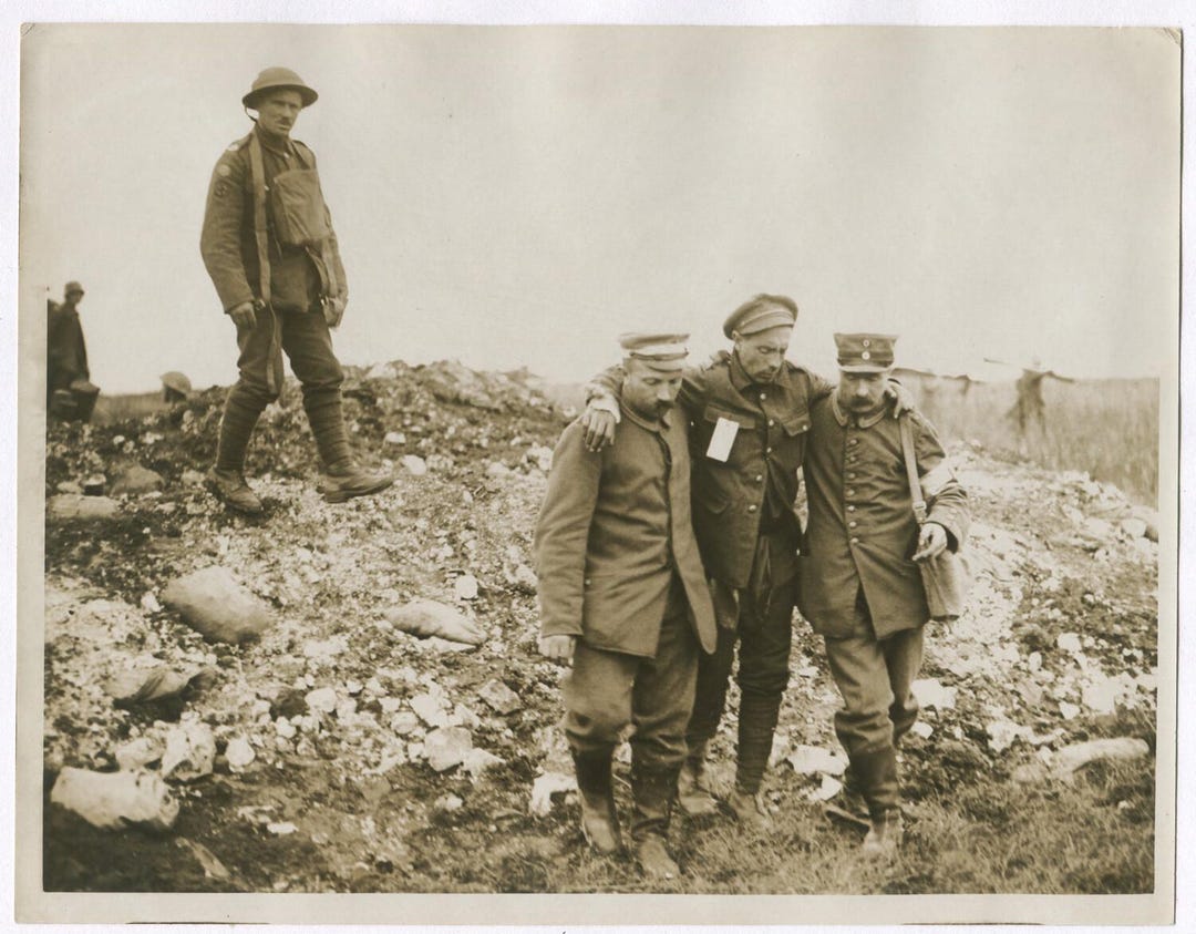 Vintage WWI Photo: Wounded British Troops & German Pows on the Western ...