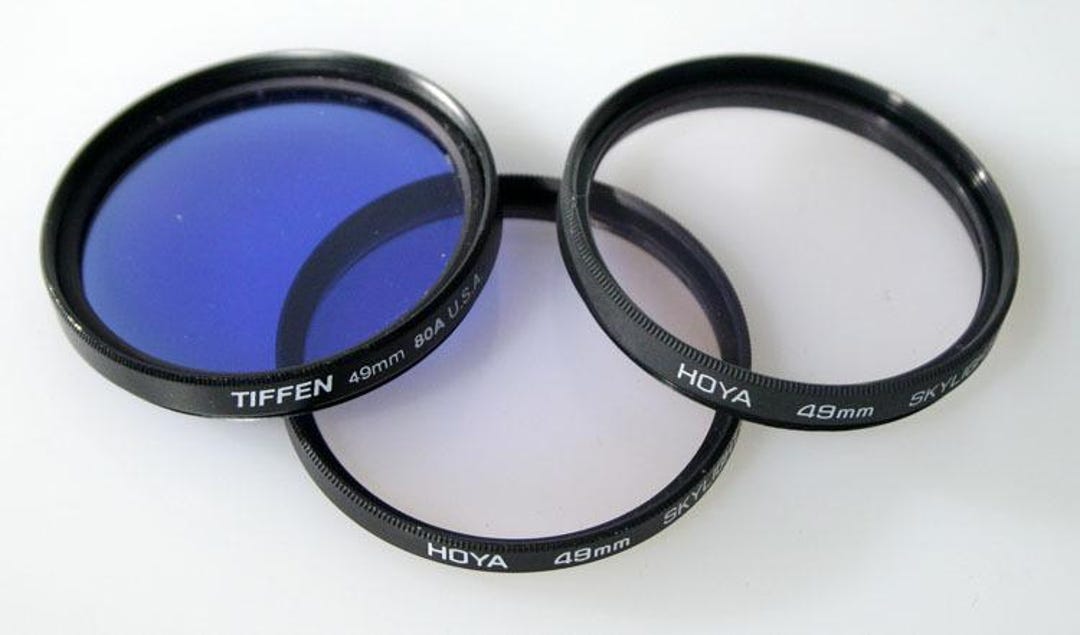 Vintage 49mm Filter Set (3) Hoya/tiffen - Skylight 1b X2, Blue 80a ...