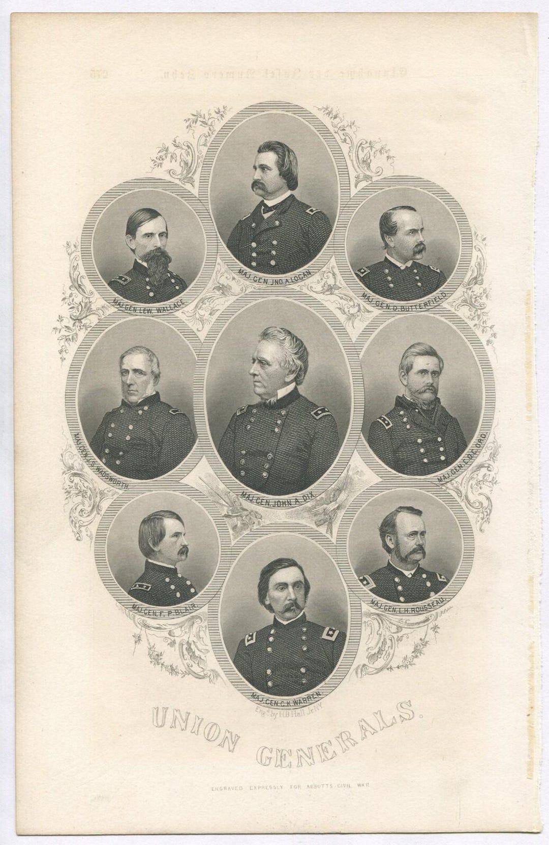 Vintage Union Generals Lithograph 9.5x6 In. Civil War Art Print ...
