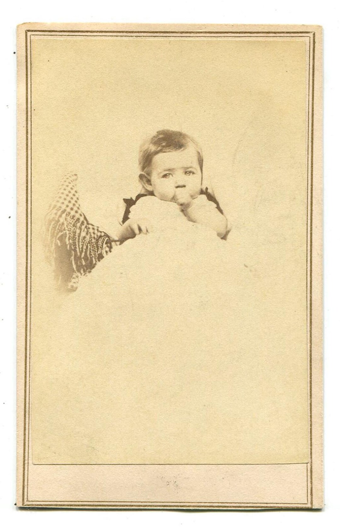 Vintage Civil War Era CDV Baby Sucking Thumb Tax Stamp Peoria Illinois ...