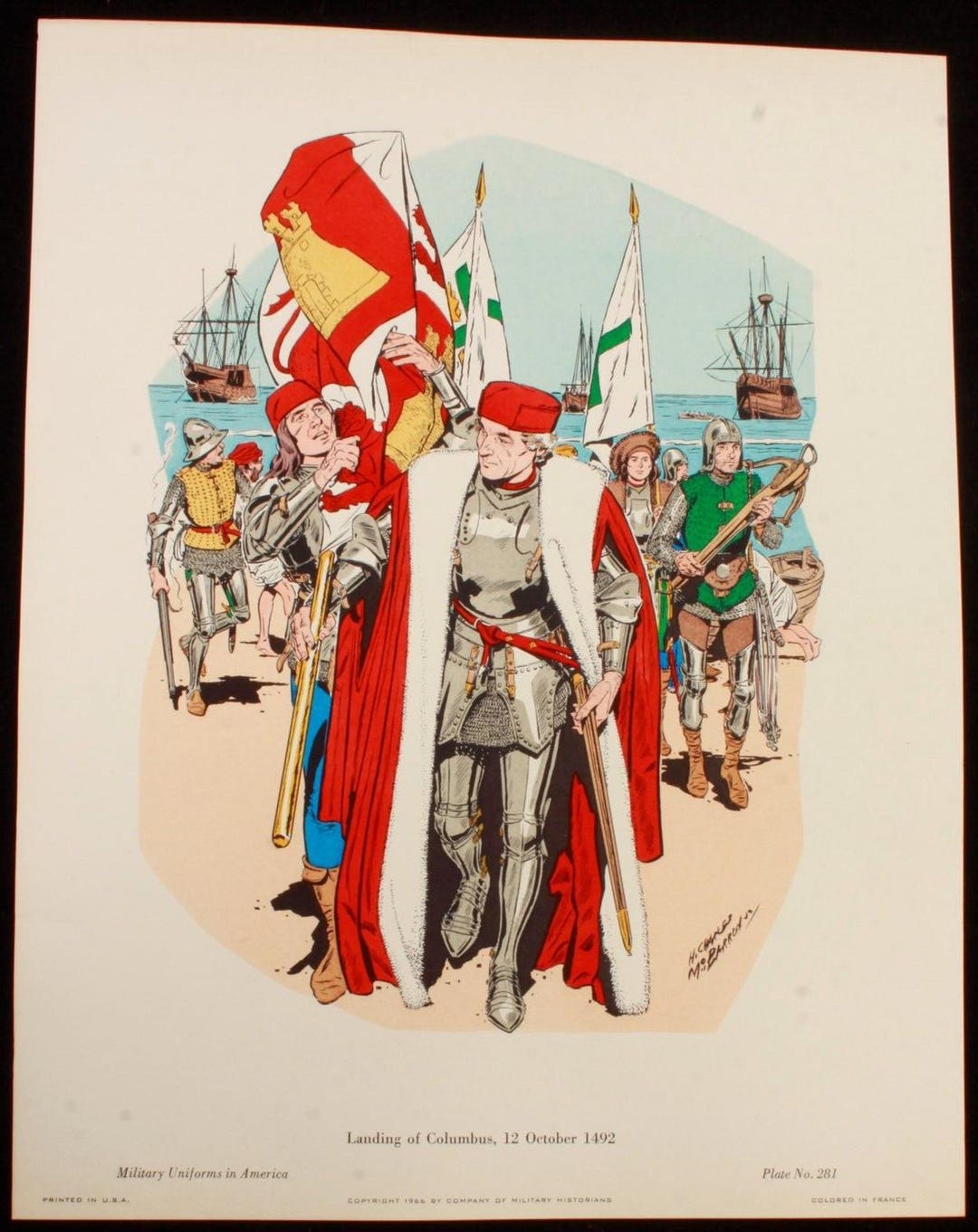 Vintage Landing of Columbus 1492 Illustration 11x14 - Military History ...
