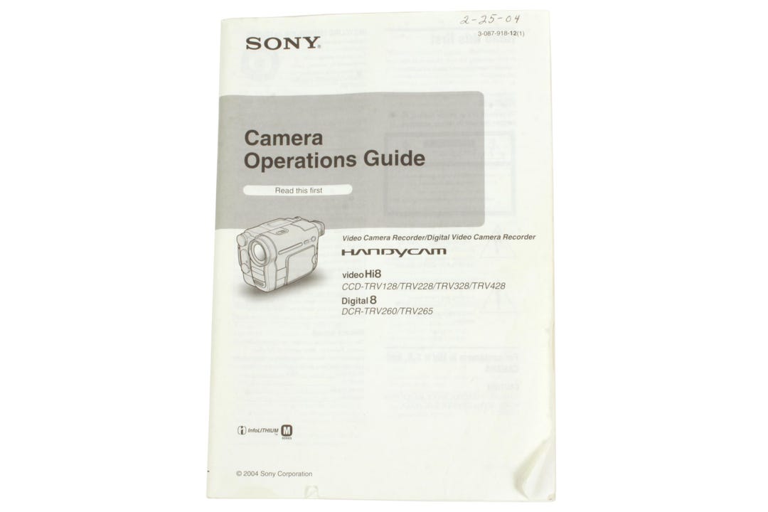 Sony Handycam Hi8 Manual TRV 128/228/328/428/260/265 - Etsy