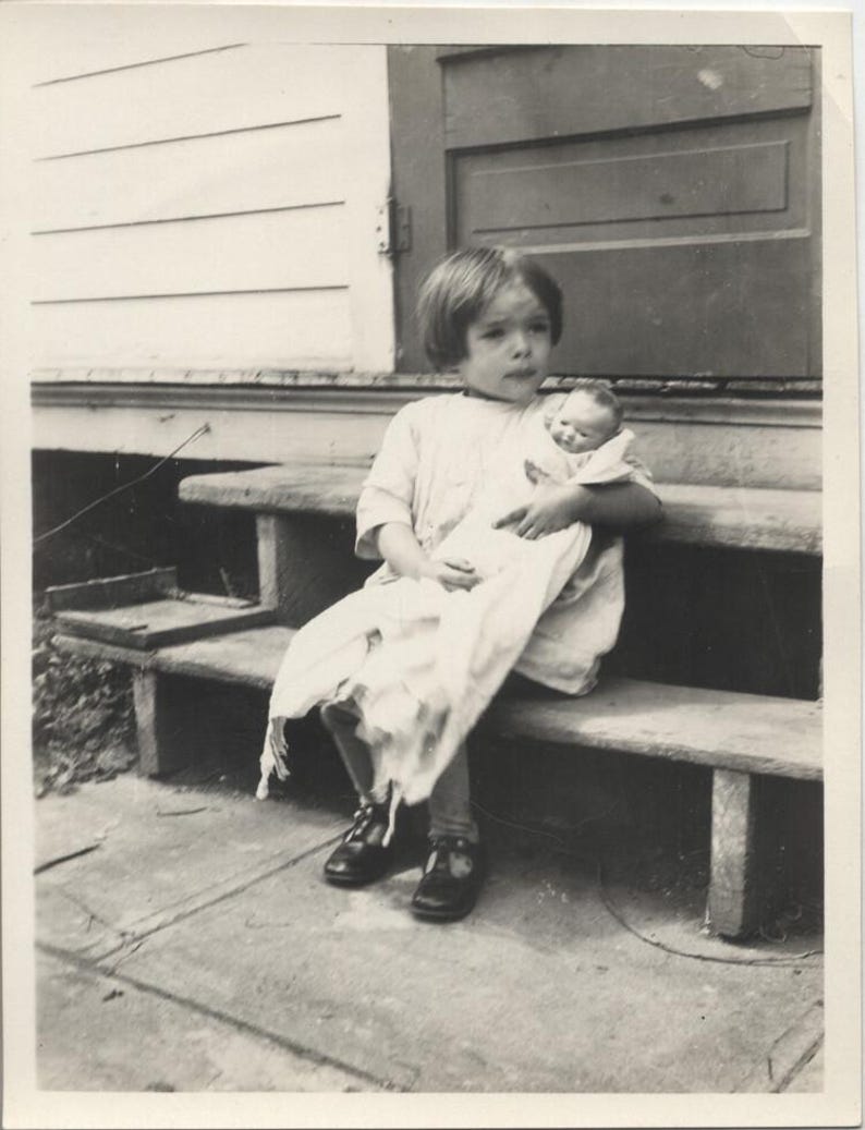 Vintage 1929 Photo: Girl on Porch With Baby Doll, Omaha, Nebraska ...