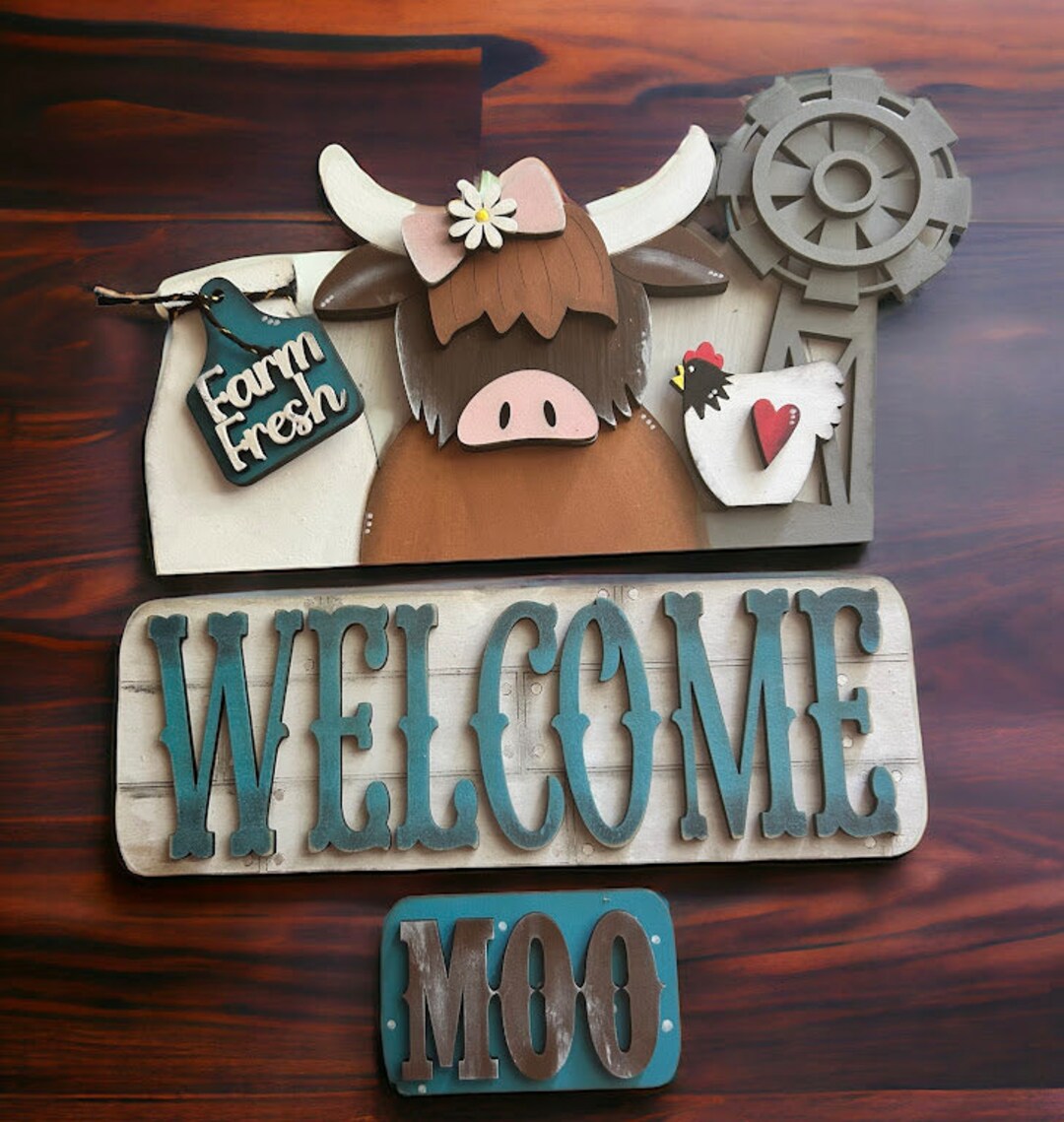 Highland Cow Breadboard and Farm Truck, Spring Decor, Summer Decor ...