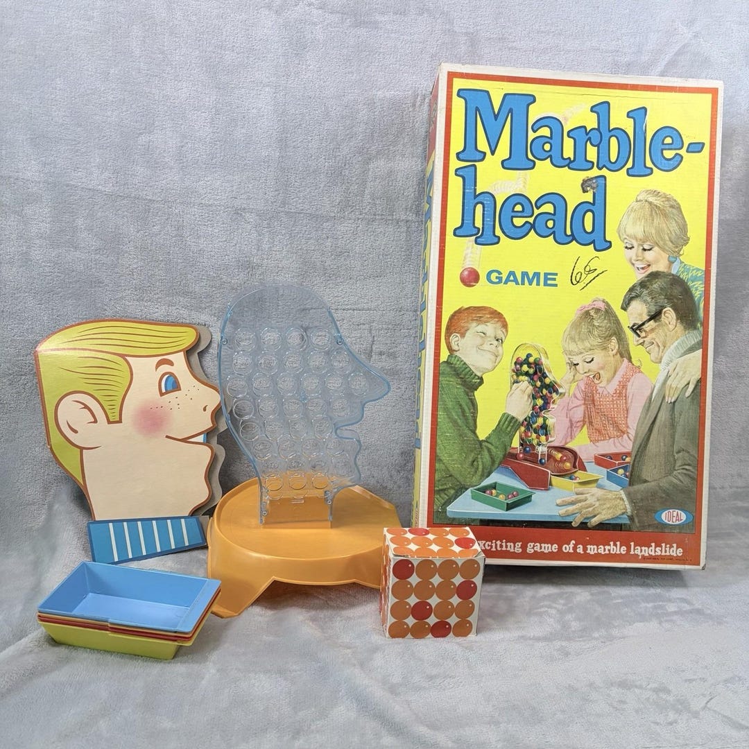 Vintage Ideal Marblehead Game Complete W/ Box 1960s Marble Head Family ...