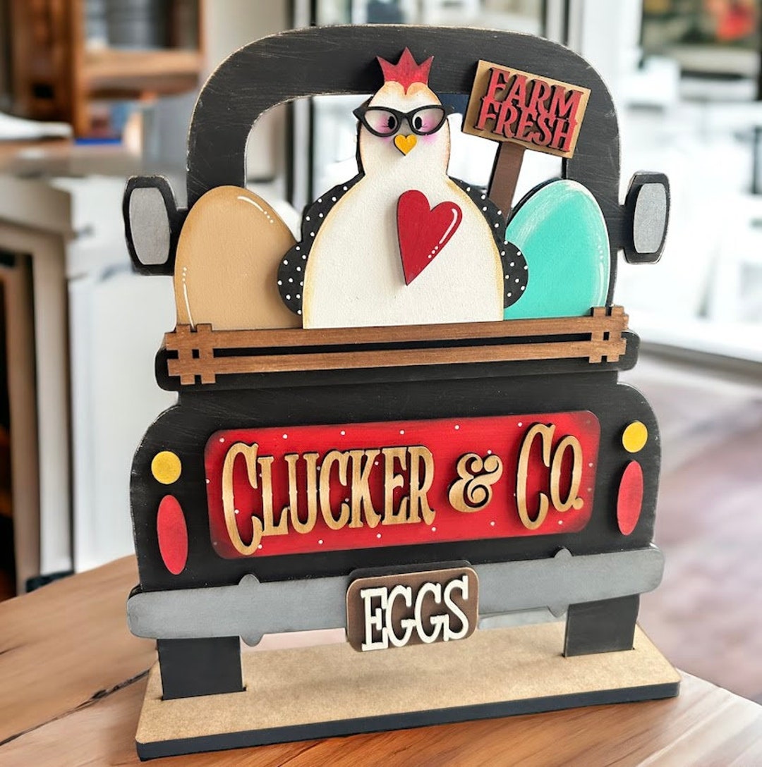 Clucker & Co Farm Truck, Spring Decor, Farmhouse Decor, Interchangeable ...