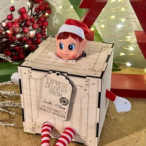 Elf Postcard/elf Arrival Crate/elf Decor/christmas Holiday/elf ...