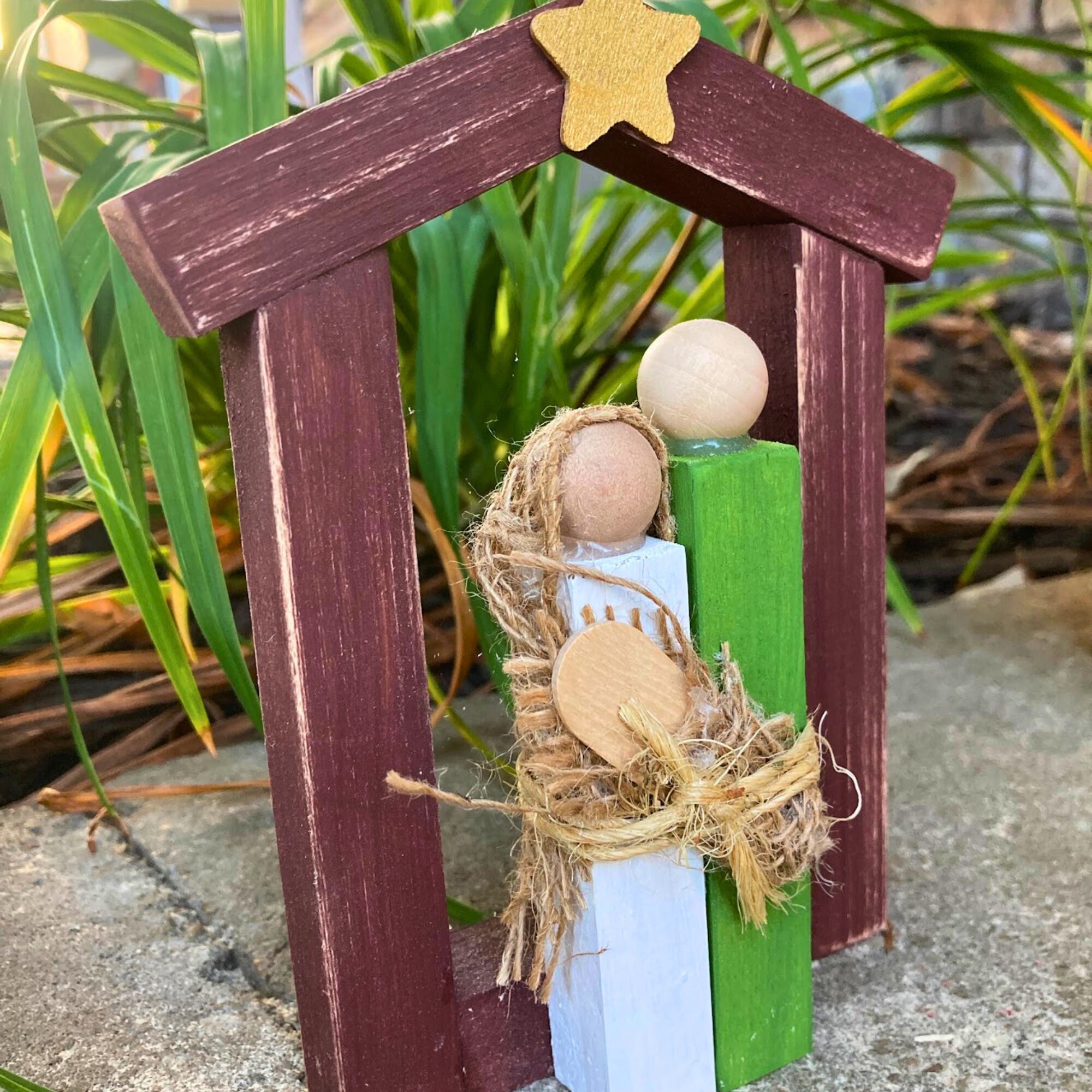 Primitive Wooden Nativity Set - Etsy