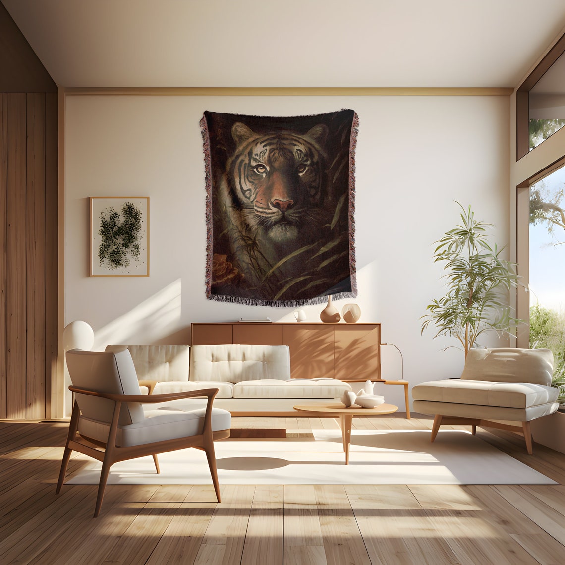Tiger Lurks Blanket: Woven Throw Blanket, Woven Wall Hanging, Boho ...